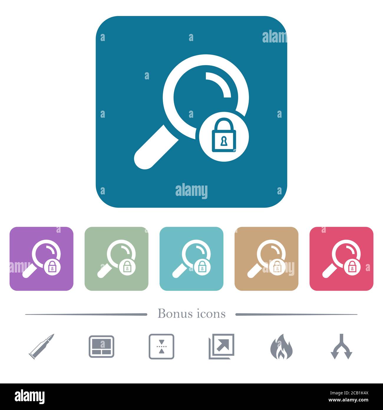 Search locked white flat icons on color rounded square backgrounds. 6 ...