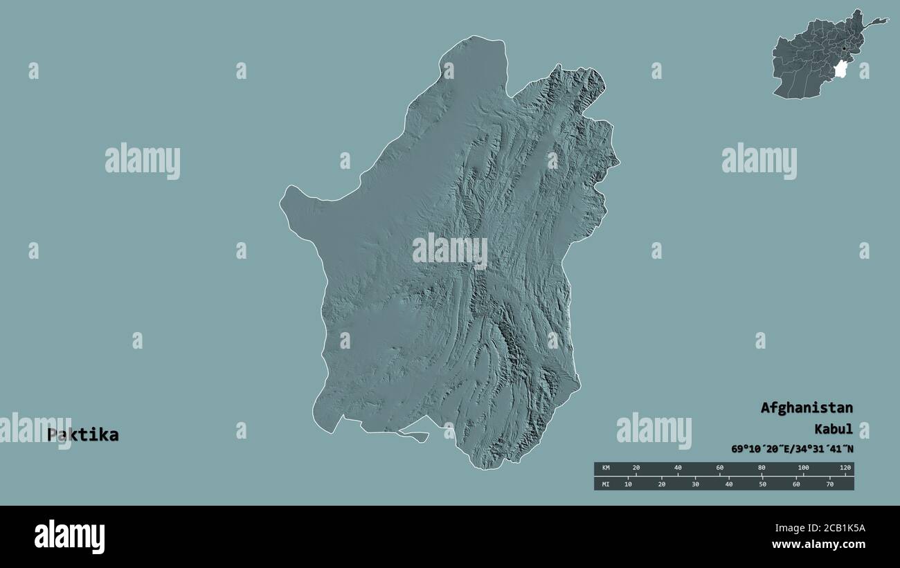 Shape of Paktika, province of Afghanistan, with its capital isolated on ...