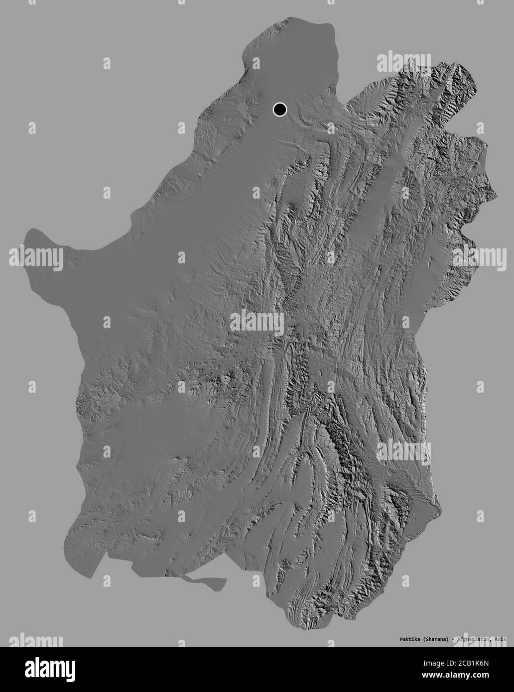 Shape of Paktika, province of Afghanistan, with its capital isolated on ...
