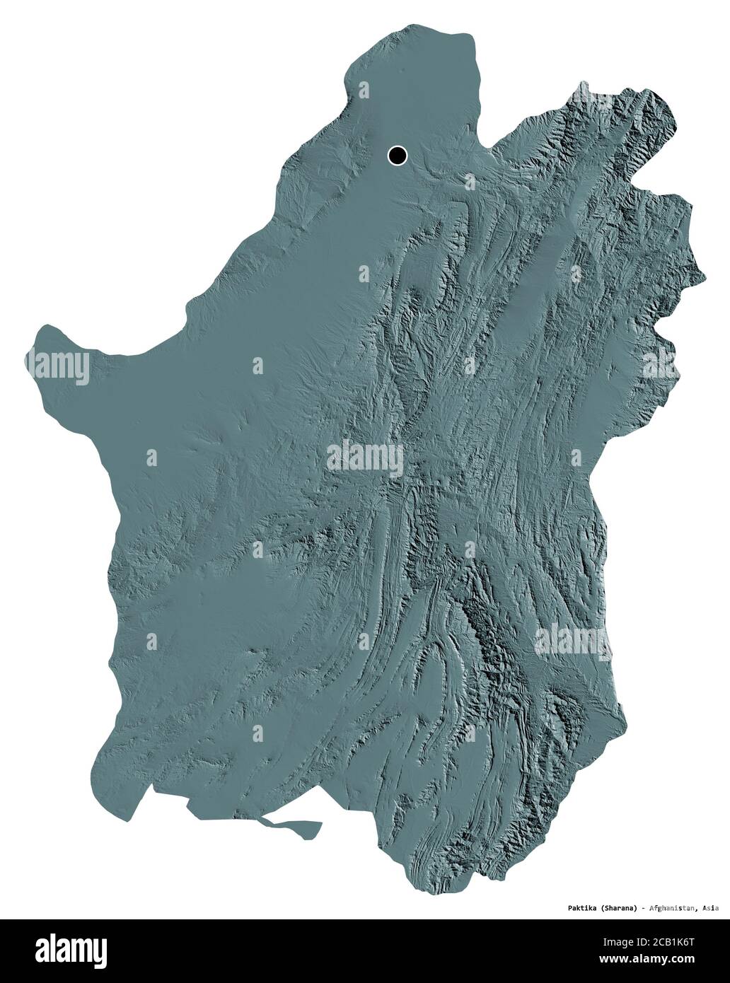 Shape of Paktika, province of Afghanistan, with its capital isolated on ...