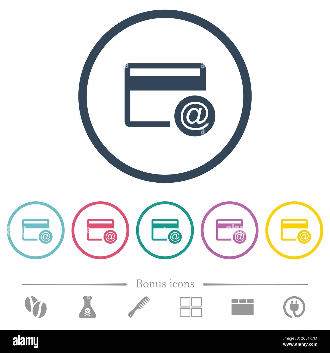 Credit card email notifications flat color icons in round outlines. 6 ...