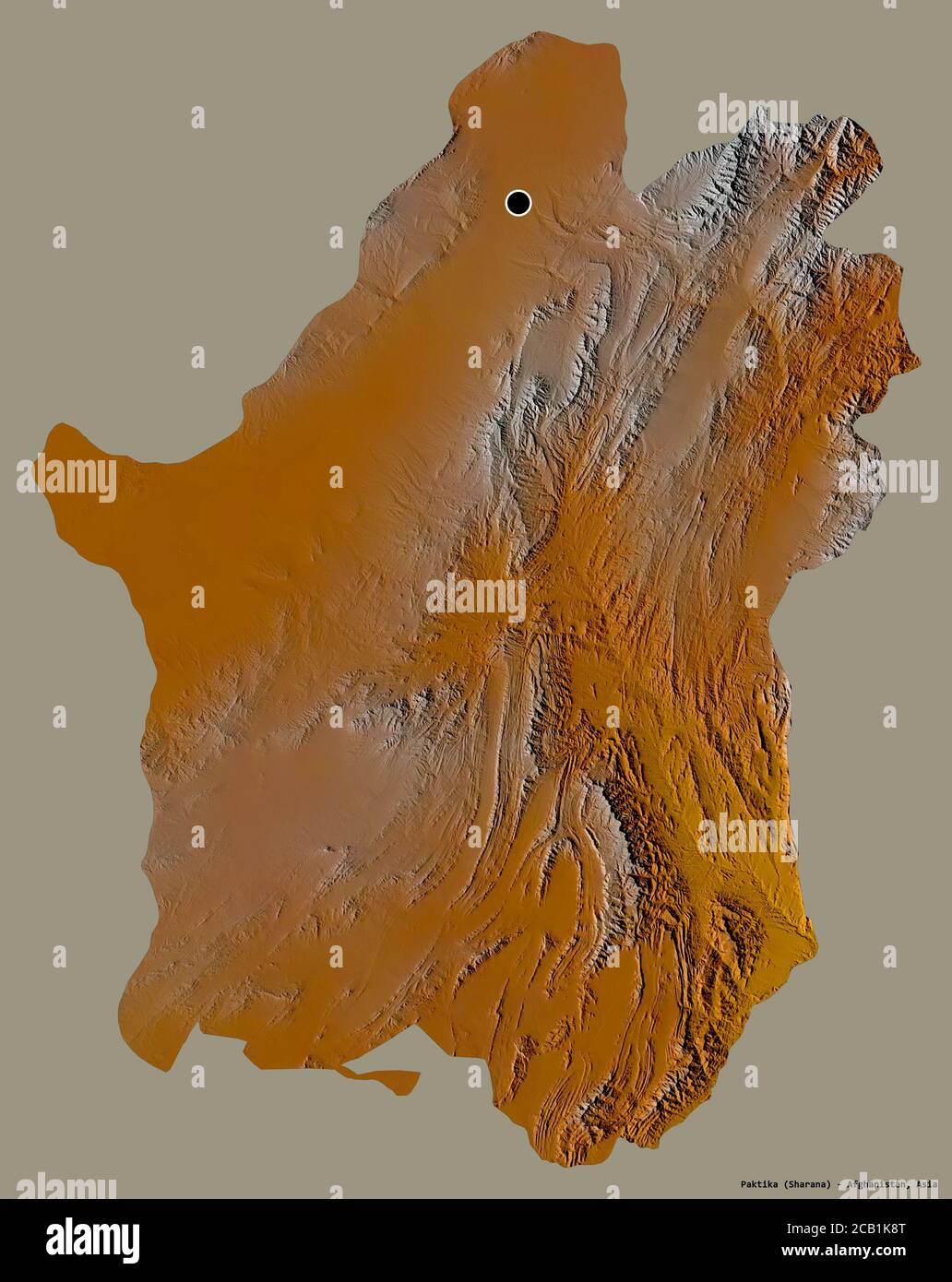 Shape of Paktika, province of Afghanistan, with its capital isolated on ...