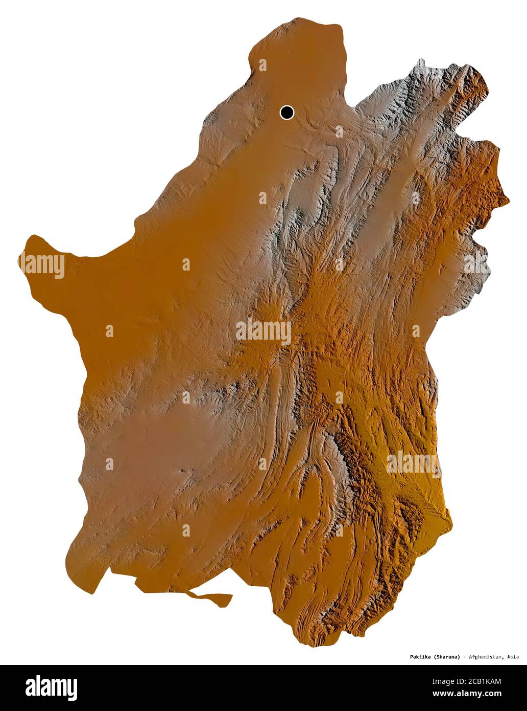 Shape of Paktika, province of Afghanistan, with its capital isolated on ...