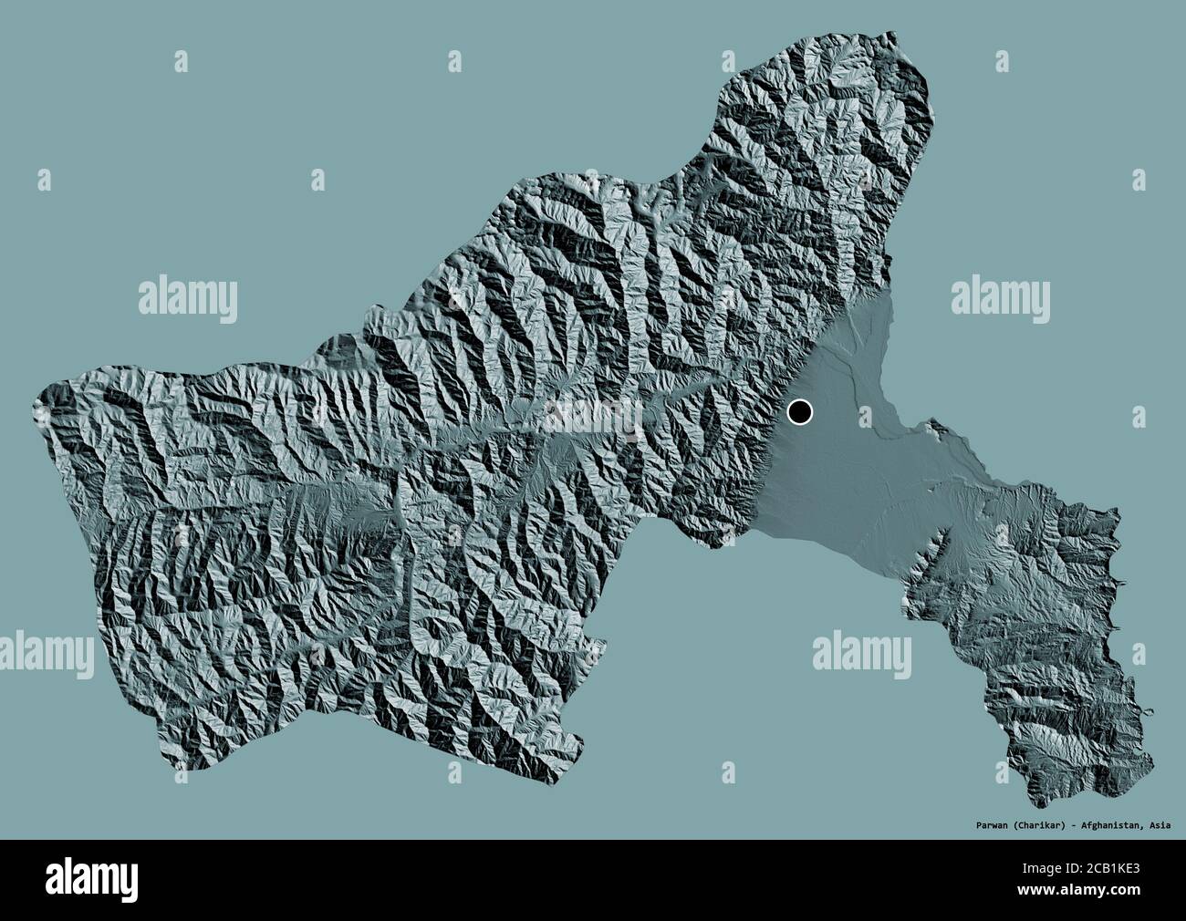 Shape of Parwan, province of Afghanistan, with its capital isolated on ...