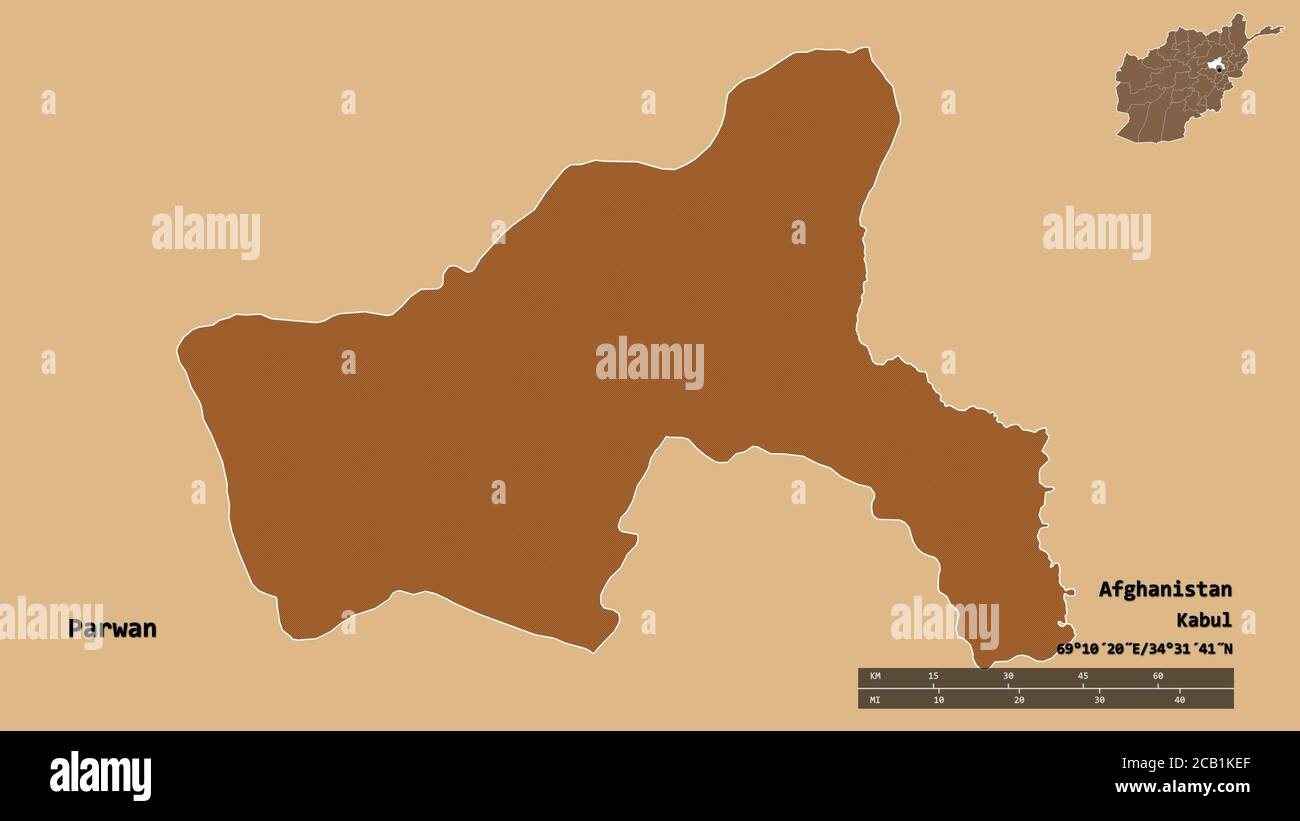 Shape of Parwan, province of Afghanistan, with its capital isolated on ...