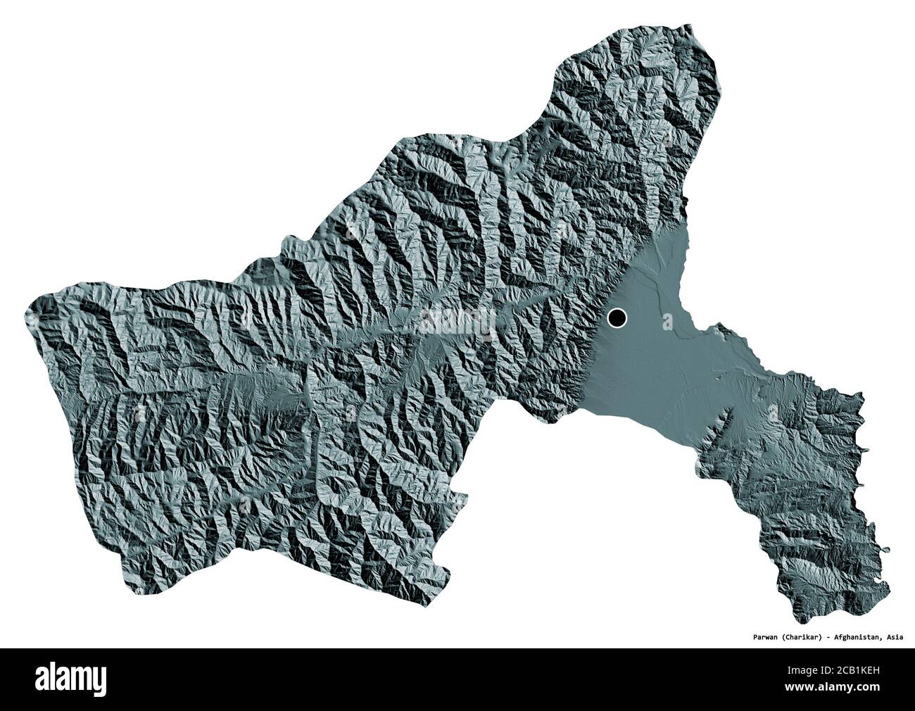 Shape of Parwan, province of Afghanistan, with its capital isolated on ...
