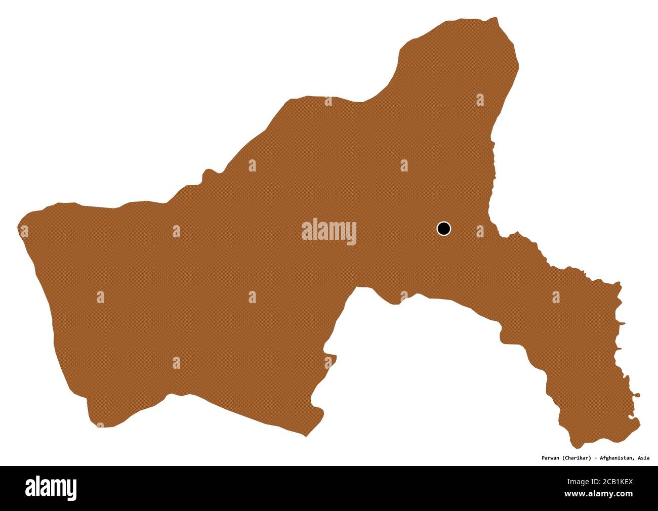 Shape of Parwan, province of Afghanistan, with its capital isolated on ...
