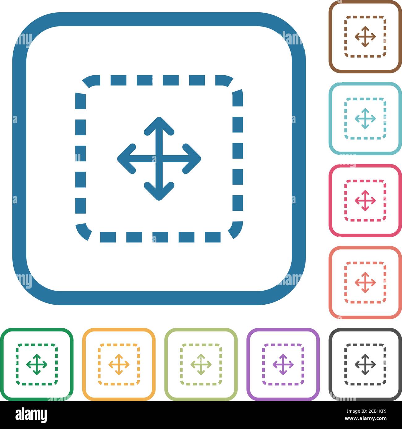 Drag object simple icons in color rounded square frames on white ...