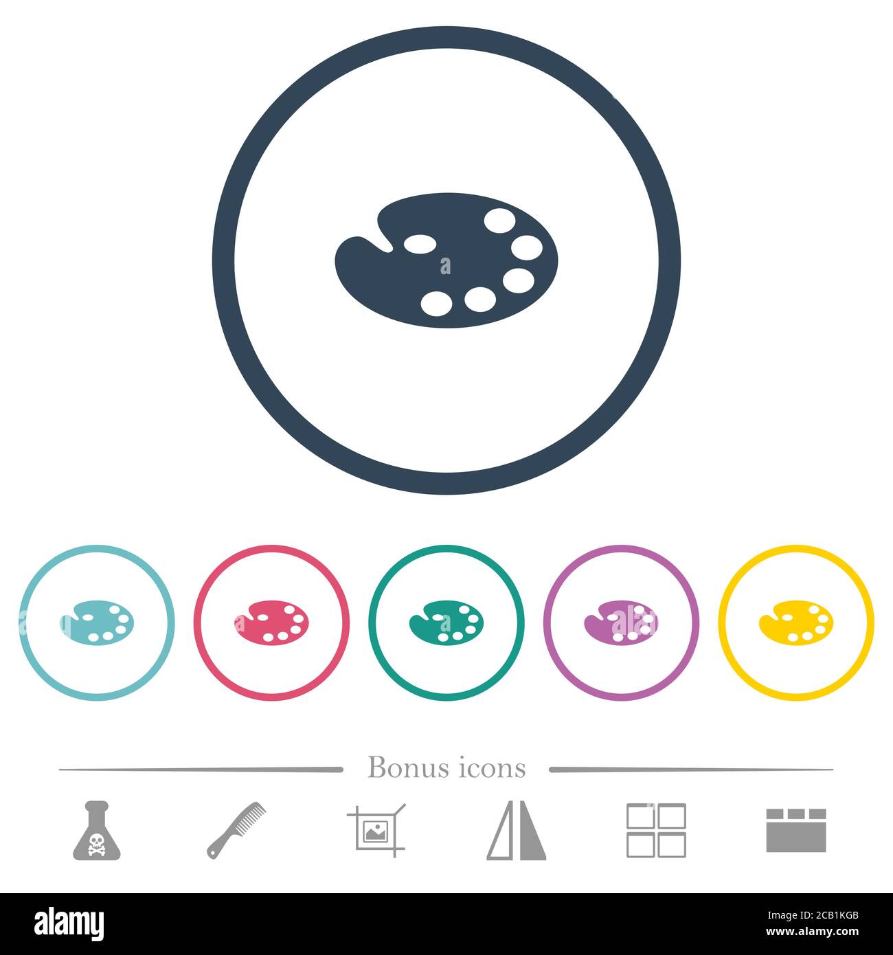 Color palette flat color icons in round outlines. 6 bonus icons ...
