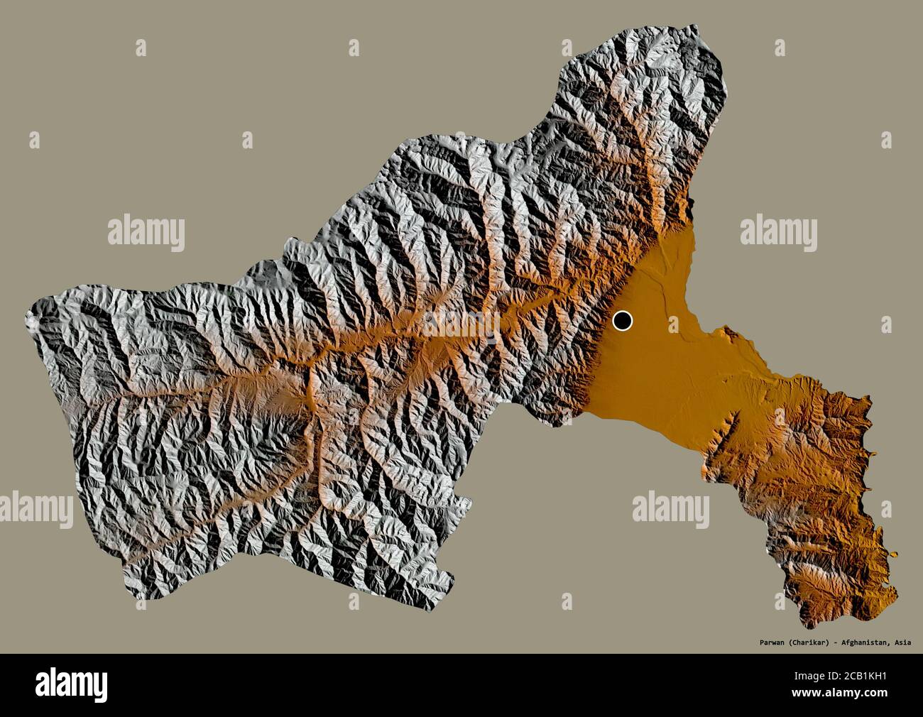Shape of Parwan, province of Afghanistan, with its capital isolated on ...