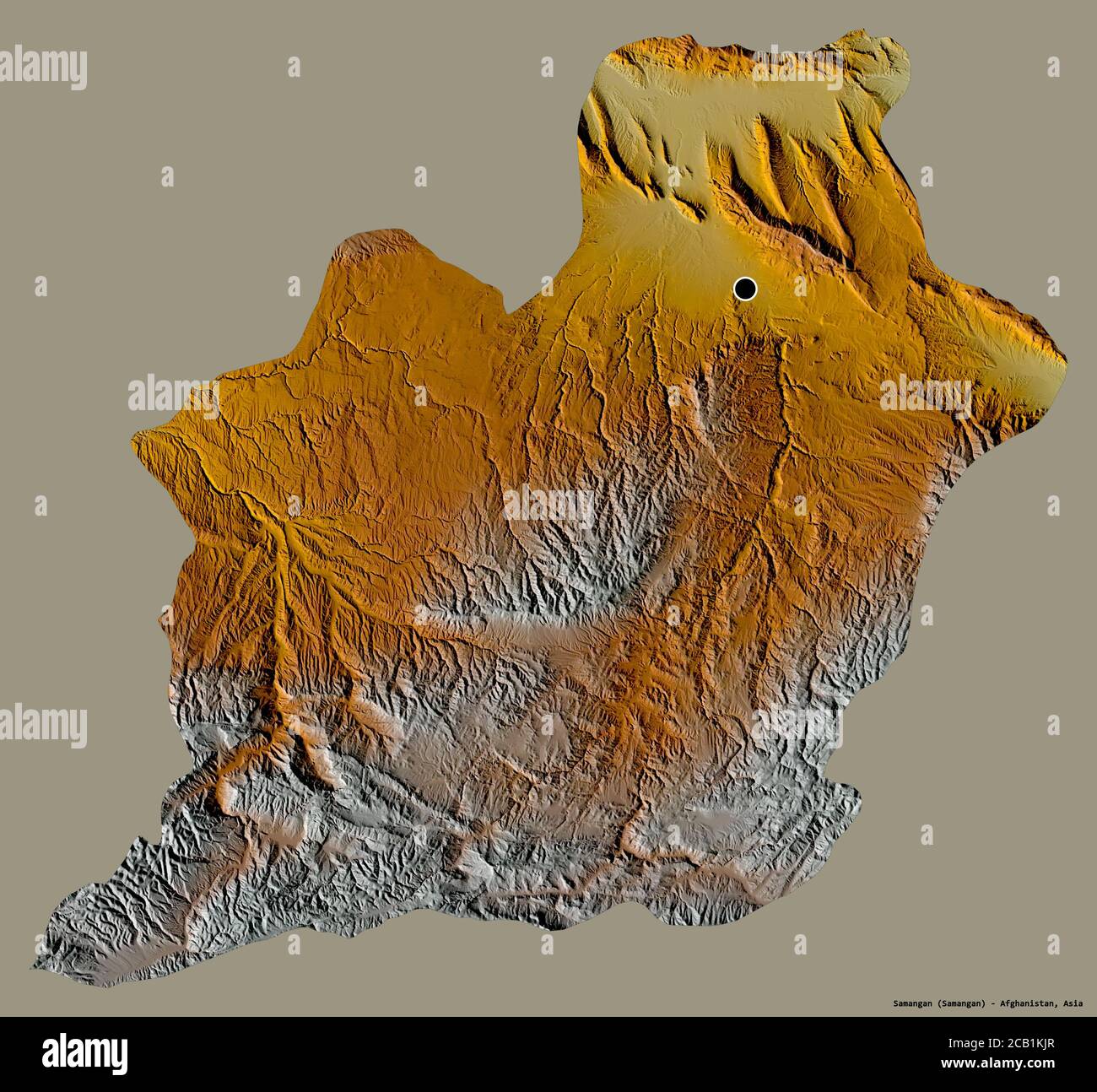 Shape of Samangan, province of Afghanistan, with its capital isolated ...