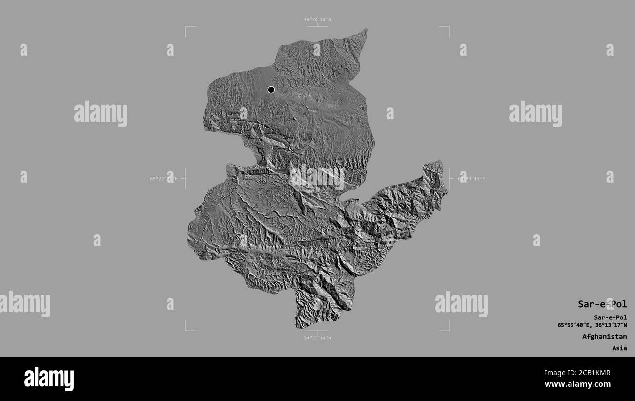 Area of Sar-e-Pol, province of Afghanistan, isolated on a solid ...