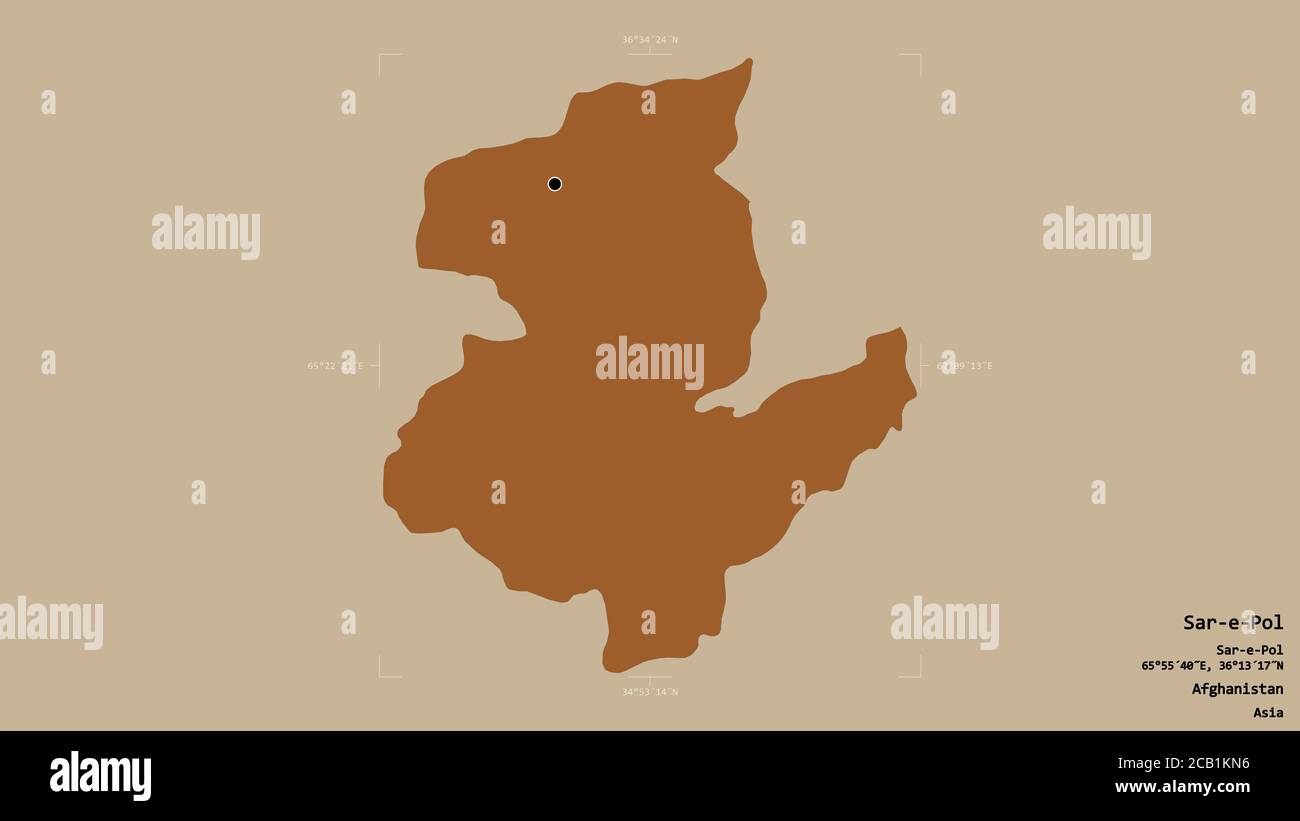 Area of Sar-e-Pol, province of Afghanistan, isolated on a solid ...