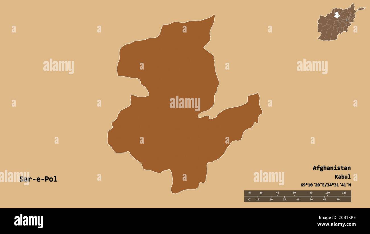 Shape of Sar-e-Pol, province of Afghanistan, with its capital isolated ...
