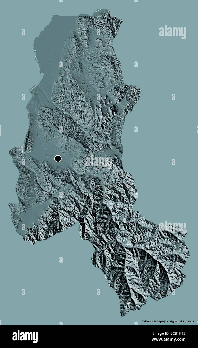 Shape of Takhar, province of Afghanistan, with its capital isolated on ...