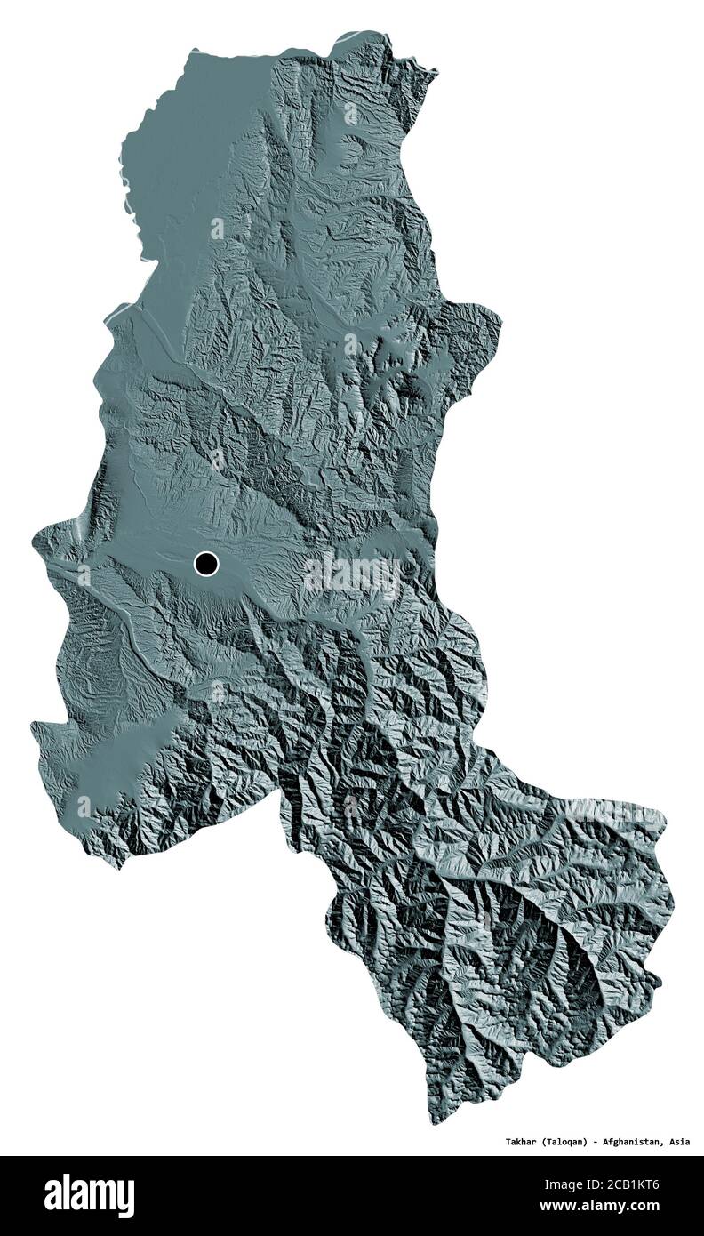 Shape of Takhar, province of Afghanistan, with its capital isolated on ...