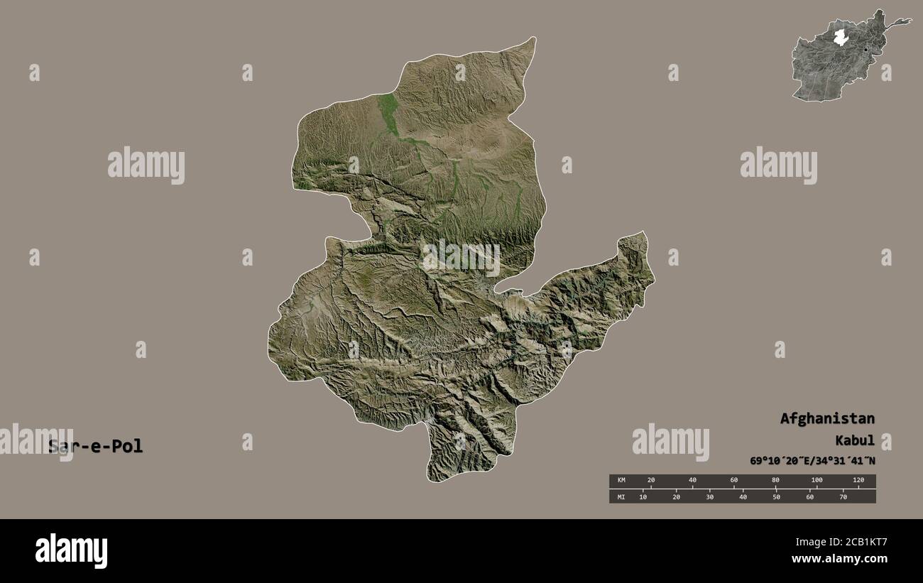 Shape of Sar-e-Pol, province of Afghanistan, with its capital isolated ...