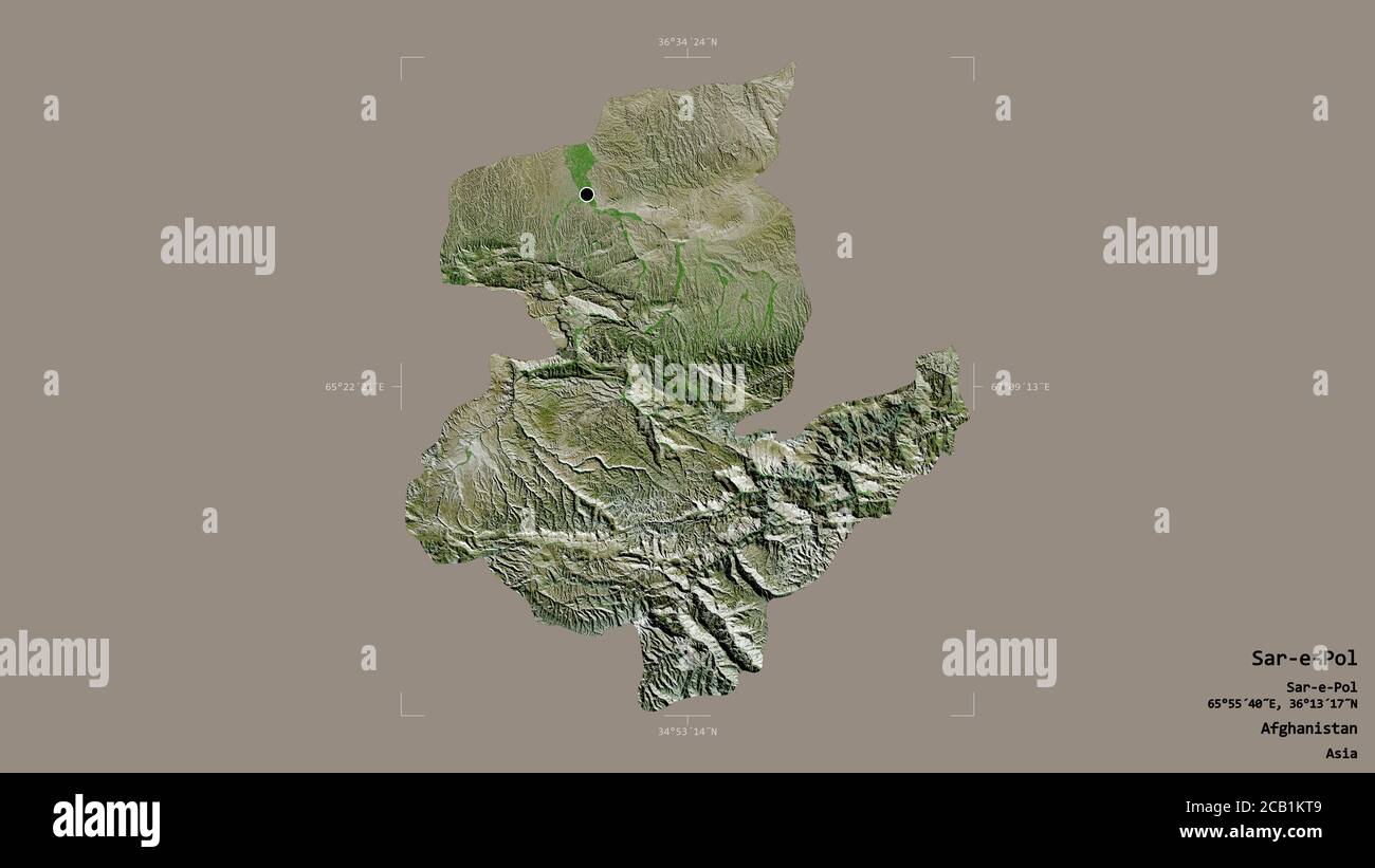 Area of Sar-e-Pol, province of Afghanistan, isolated on a solid ...