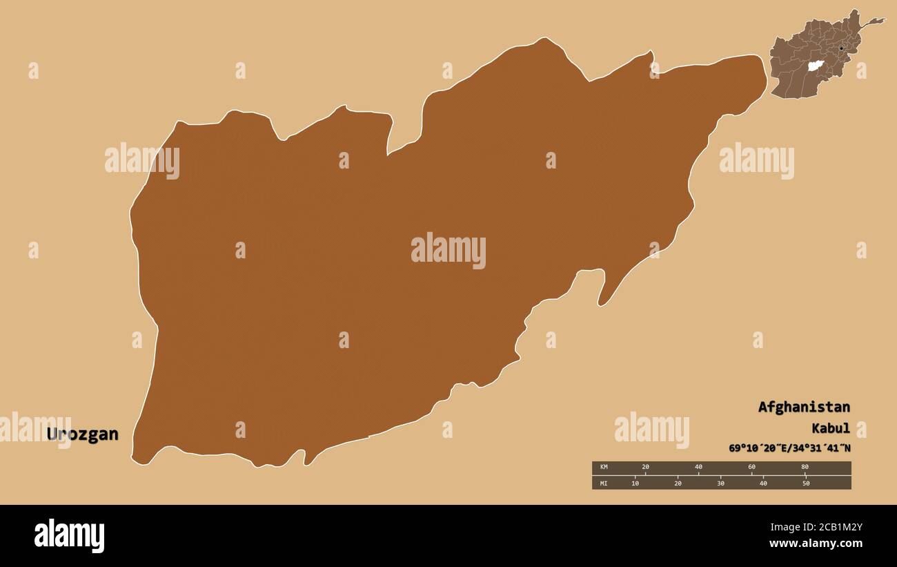 Shape of Urozgan, province of Afghanistan, with its capital isolated on ...