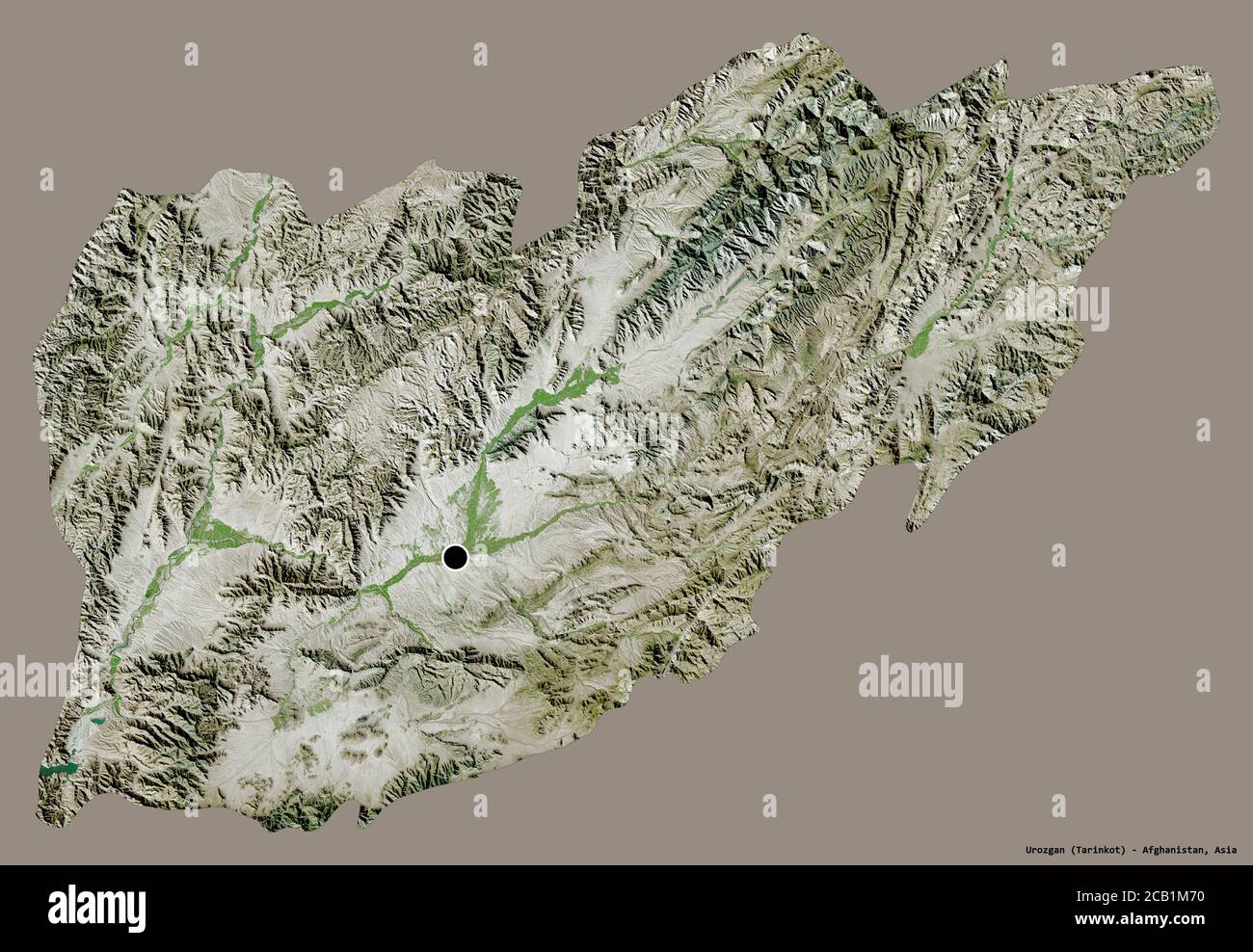 Shape of Urozgan, province of Afghanistan, with its capital isolated on ...