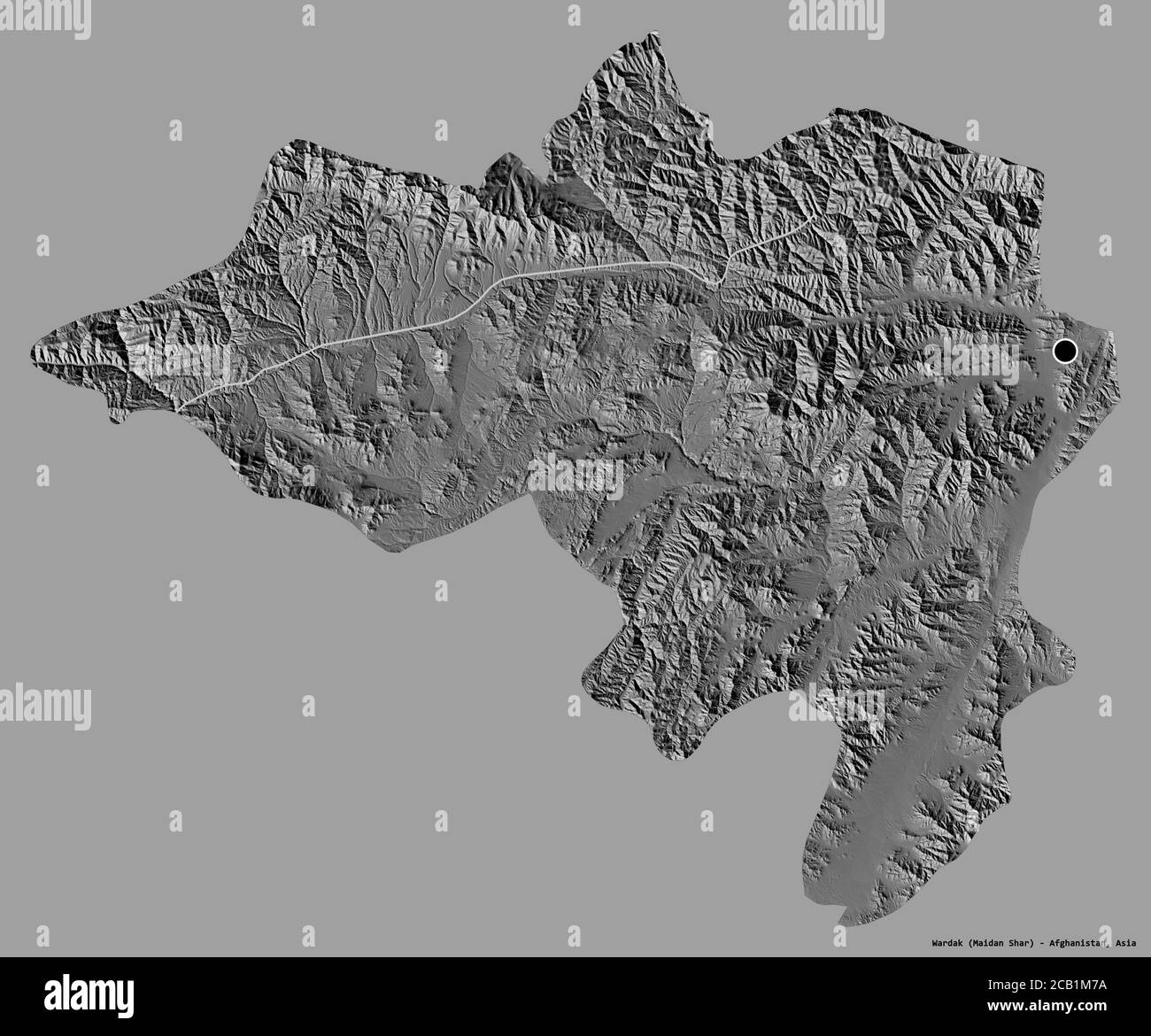 Shape of Wardak, province of Afghanistan, with its capital isolated on ...
