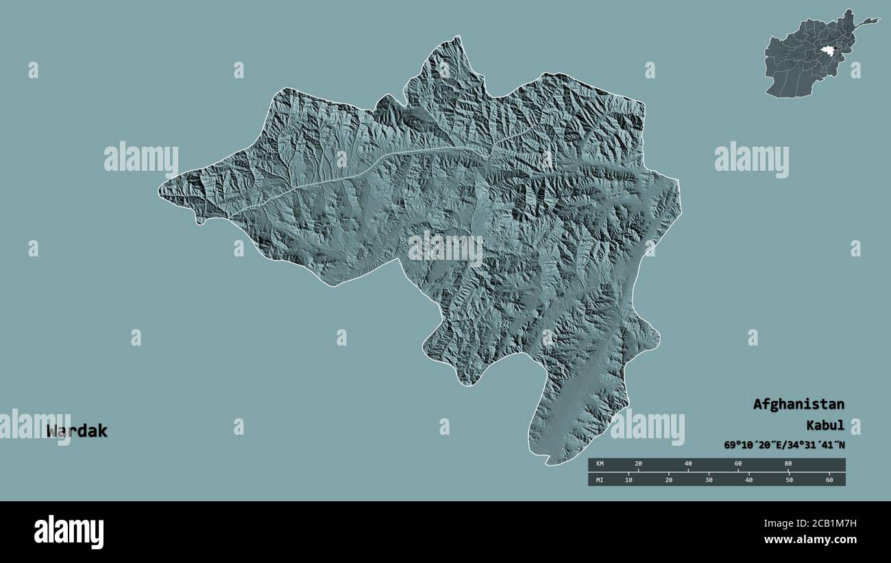 Shape of Wardak, province of Afghanistan, with its capital isolated on ...