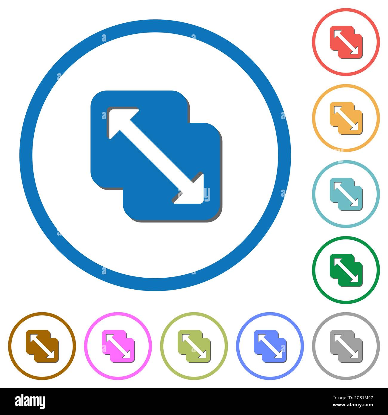 Merge shapes flat color vector icons with shadows in round outlines on ...