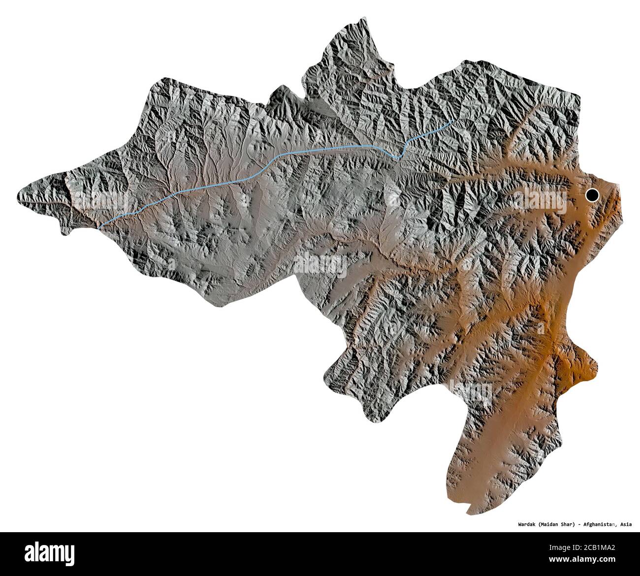 Shape of Wardak, province of Afghanistan, with its capital isolated on ...