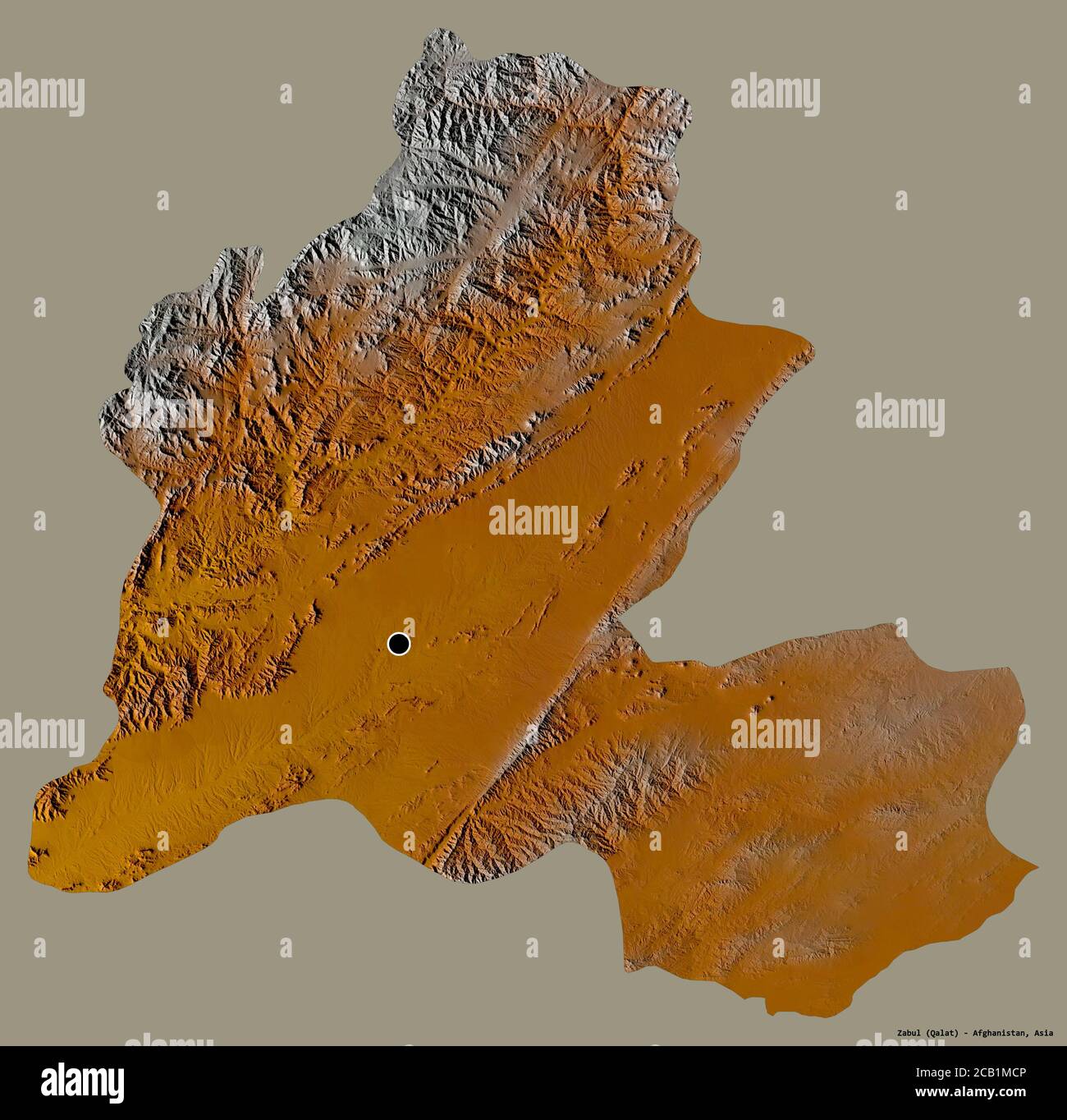 Shape of Zabul, province of Afghanistan, with its capital isolated on a ...