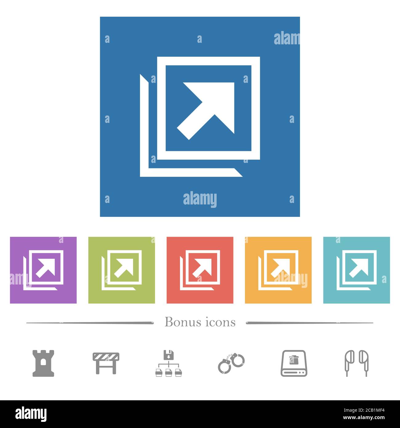 Open in new window flat white icons in square backgrounds. 6 bonus ...