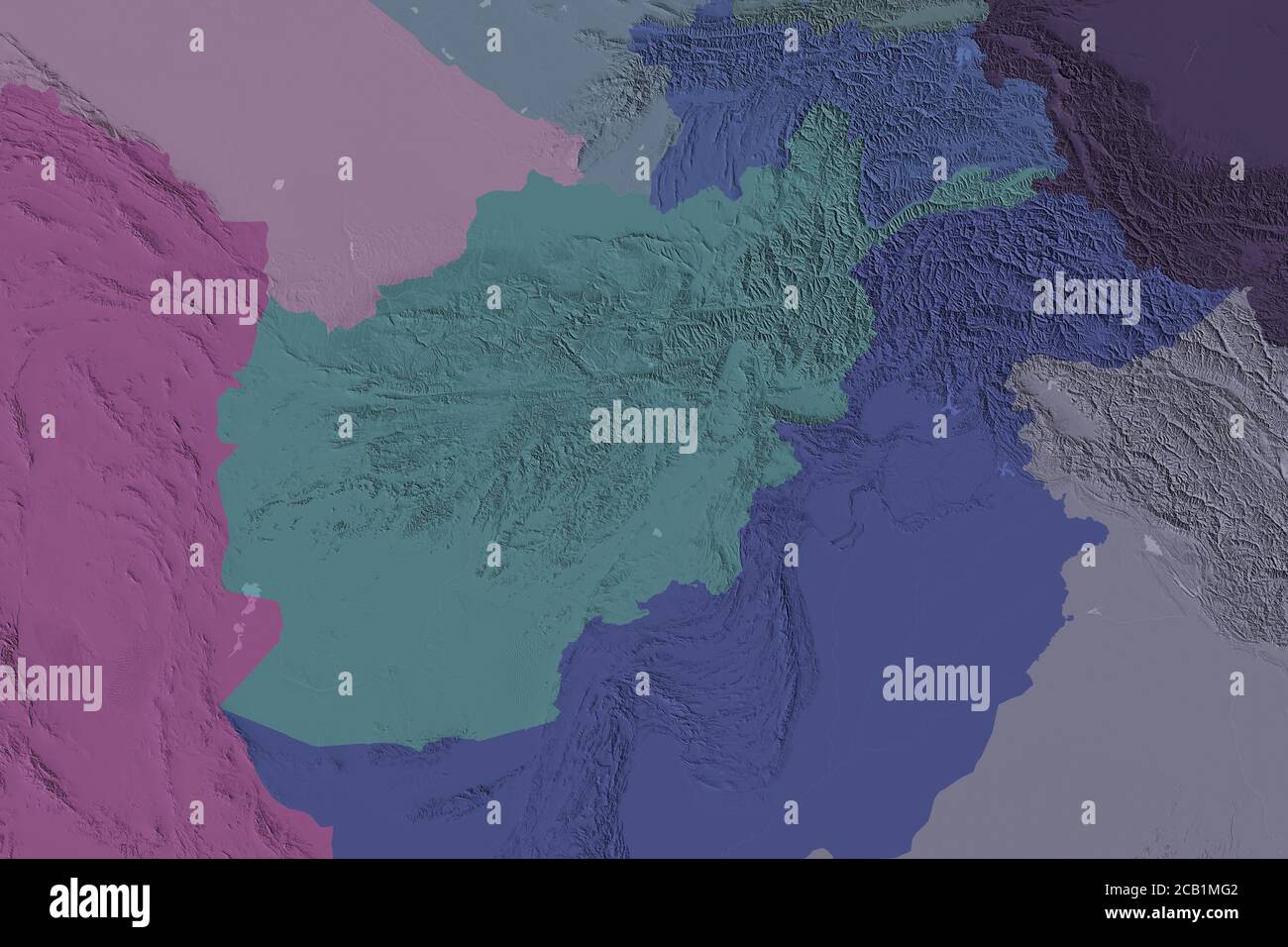 Extended area of Afghanistan. Colored elevation map. 3D rendering Stock ...