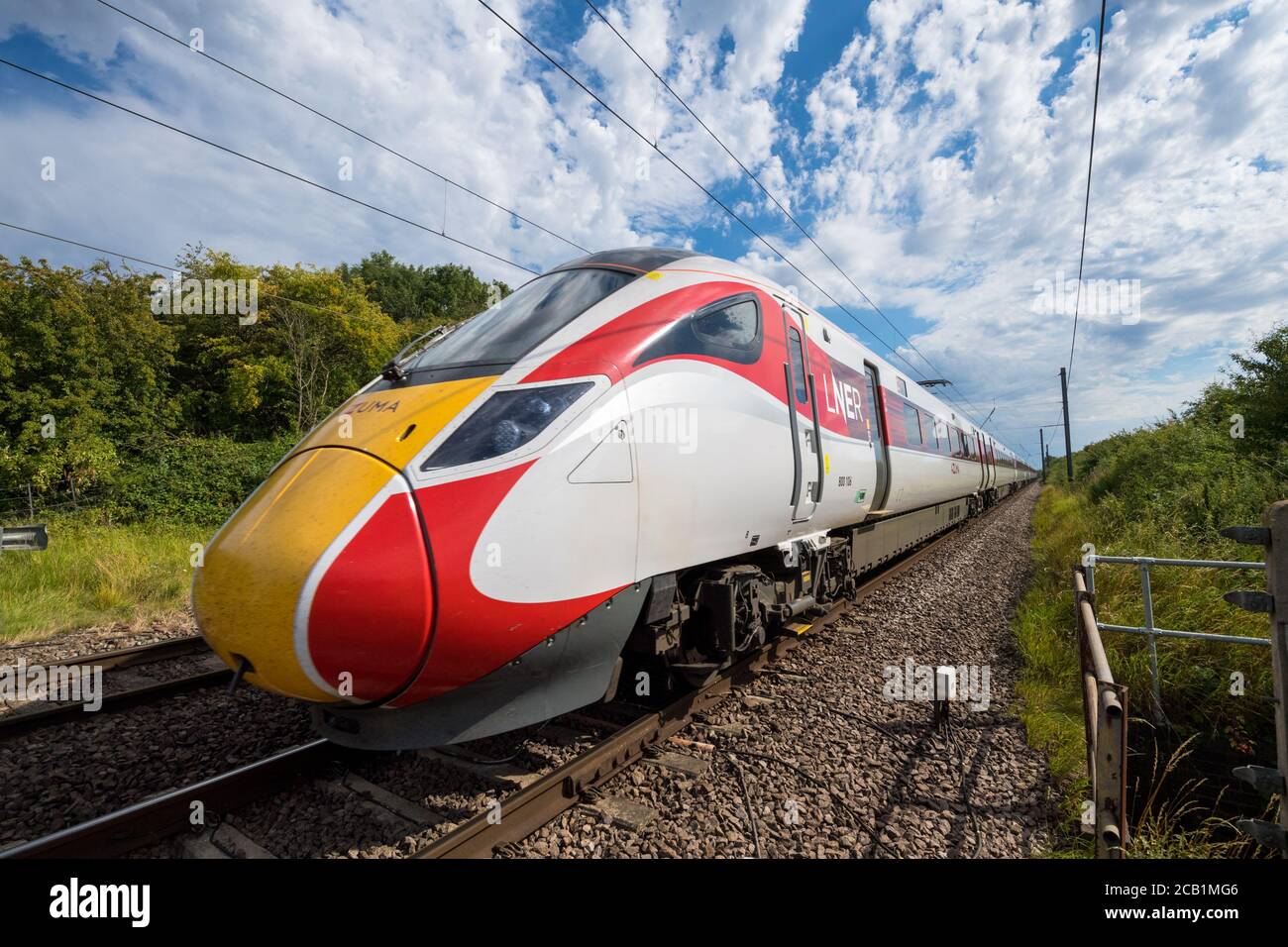 The new LNER Azuma electric train operating on the East Coast Mainline ...