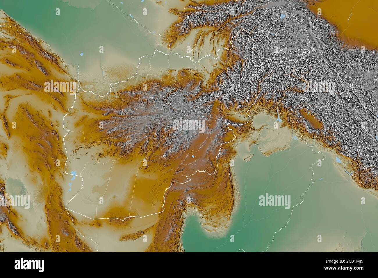 Extended area of Afghanistan with country outline, international and ...