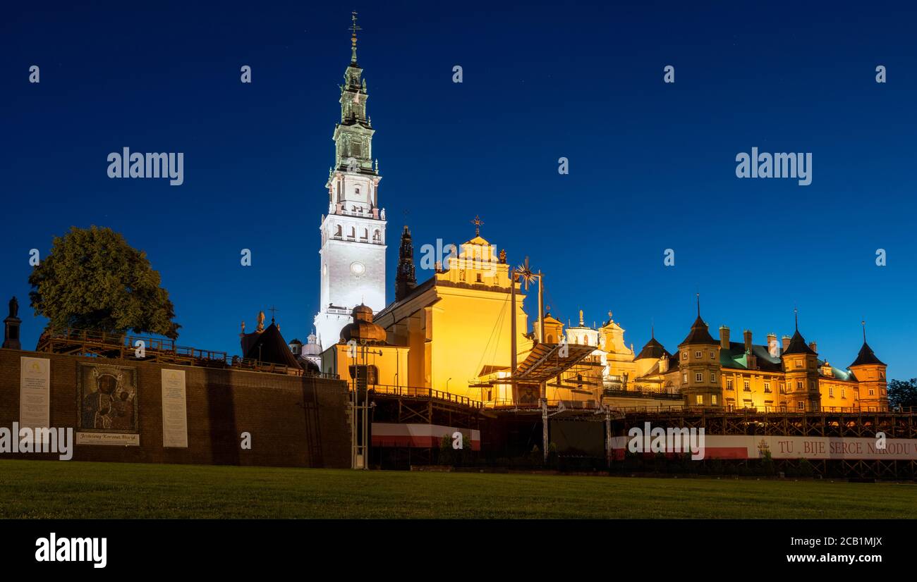 Panorama of Jasna Gora Monastery in Poland at night Stock Photo - Alamy
