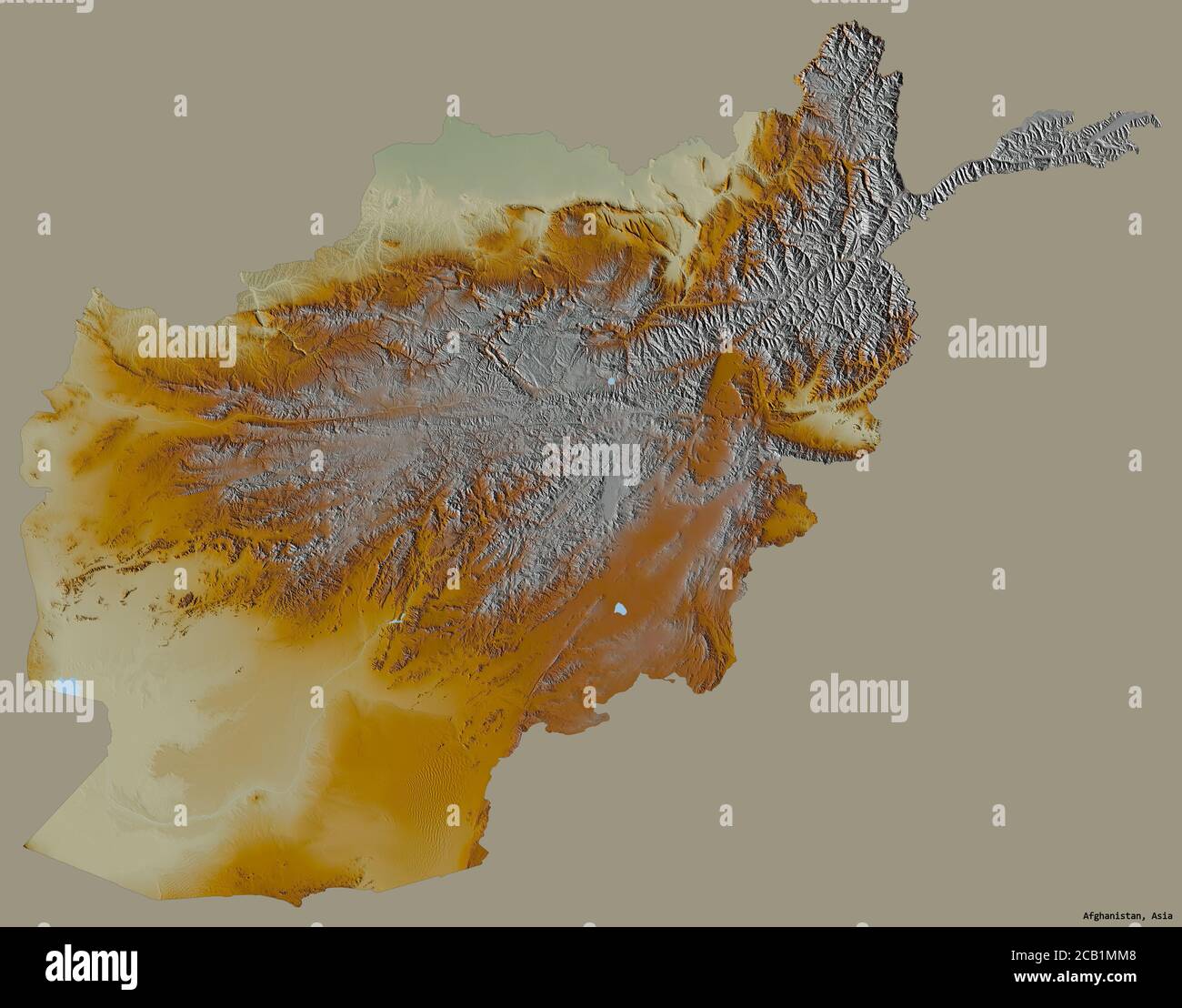 Shape of Afghanistan with its capital isolated on a solid color ...