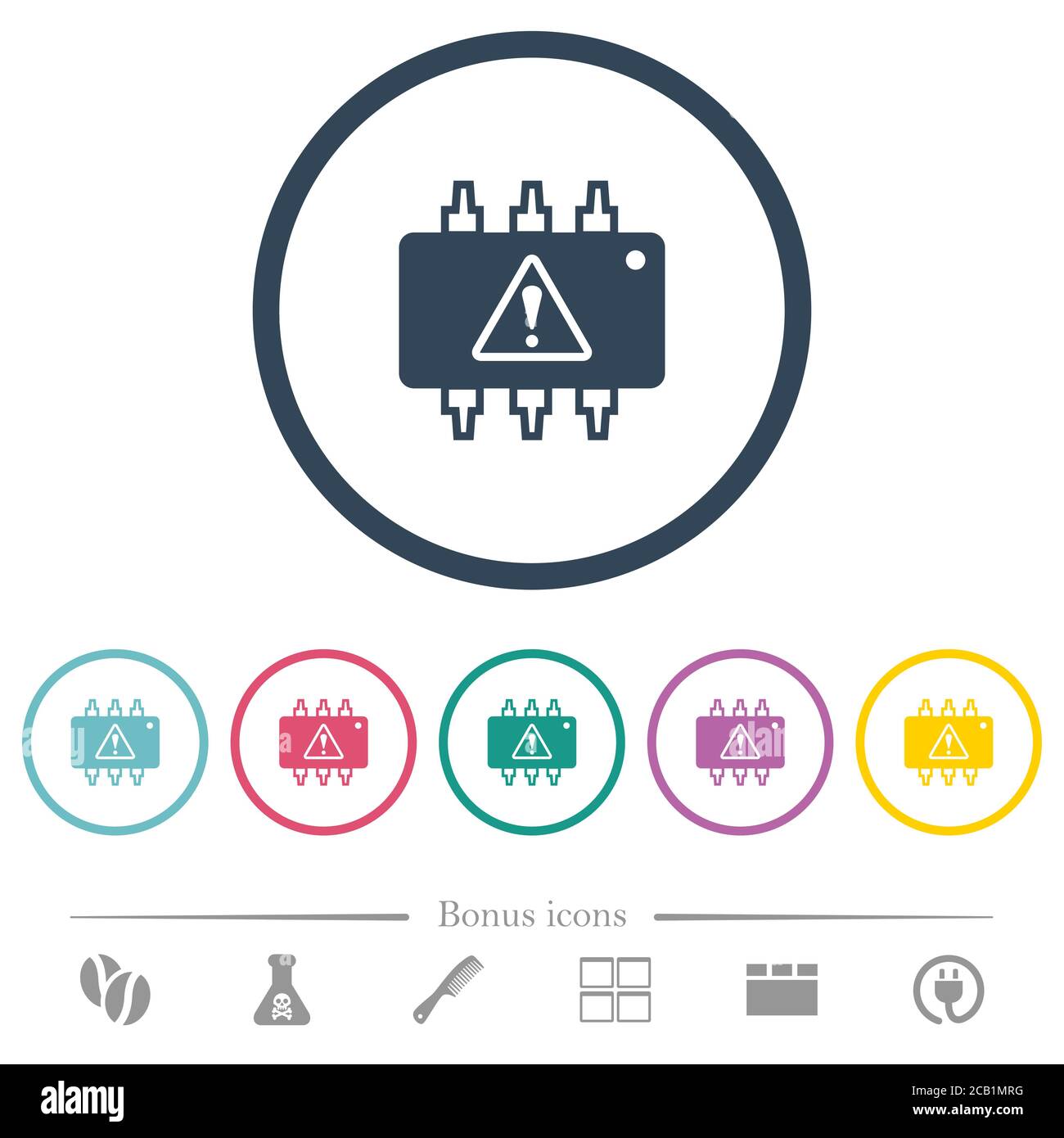 Hardware malfunction flat color icons in round outlines. 6 bonus icons ...