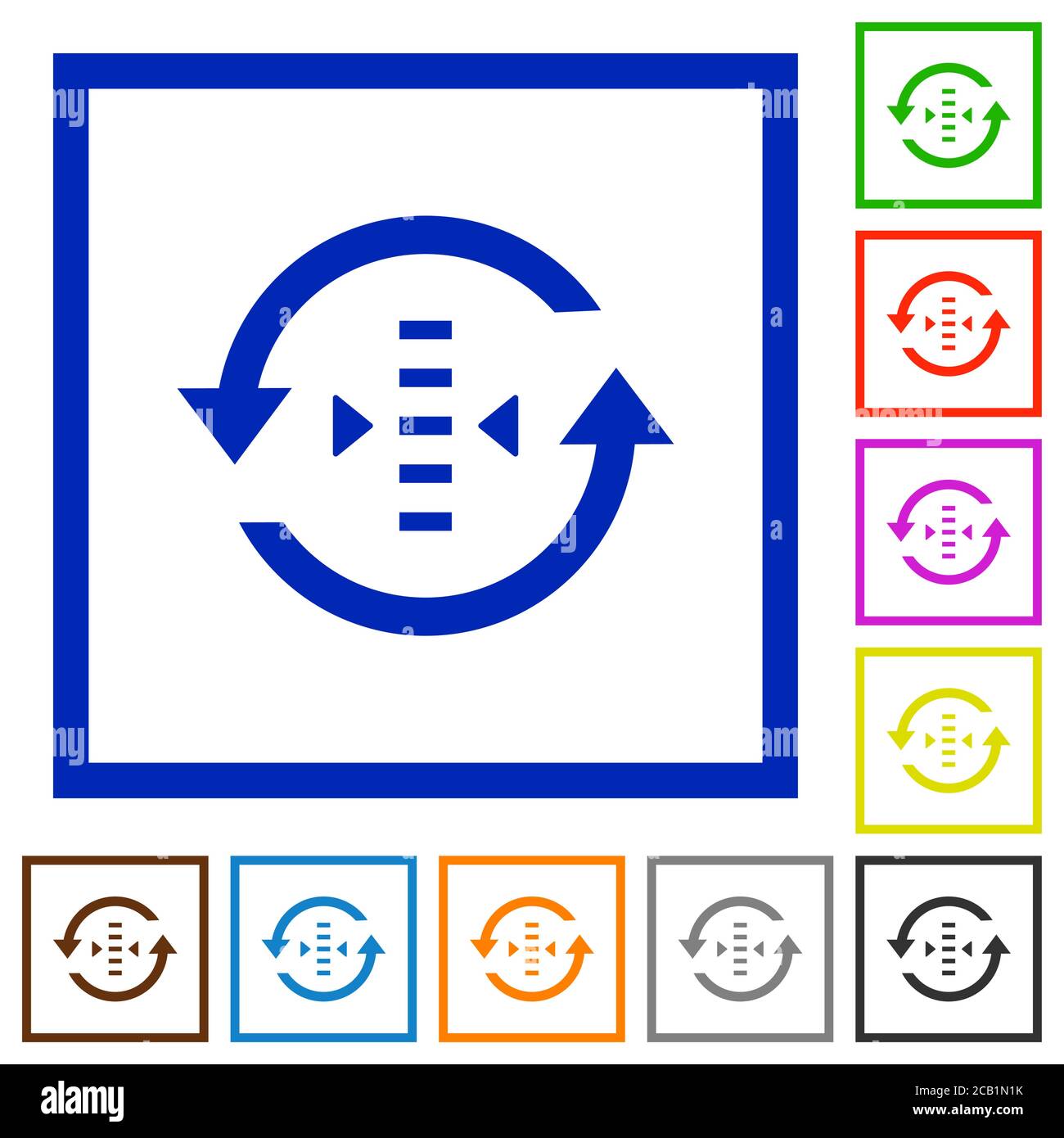 Adjust refresh rate flat color icons in square frames on white ...
