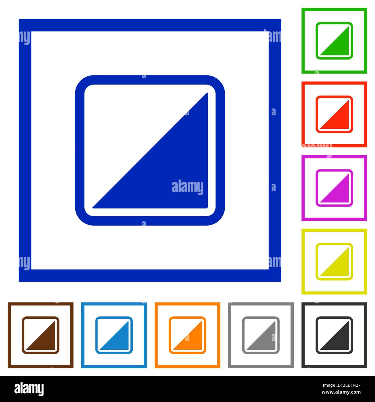 Invert object flat color icons in square frames on white background ...