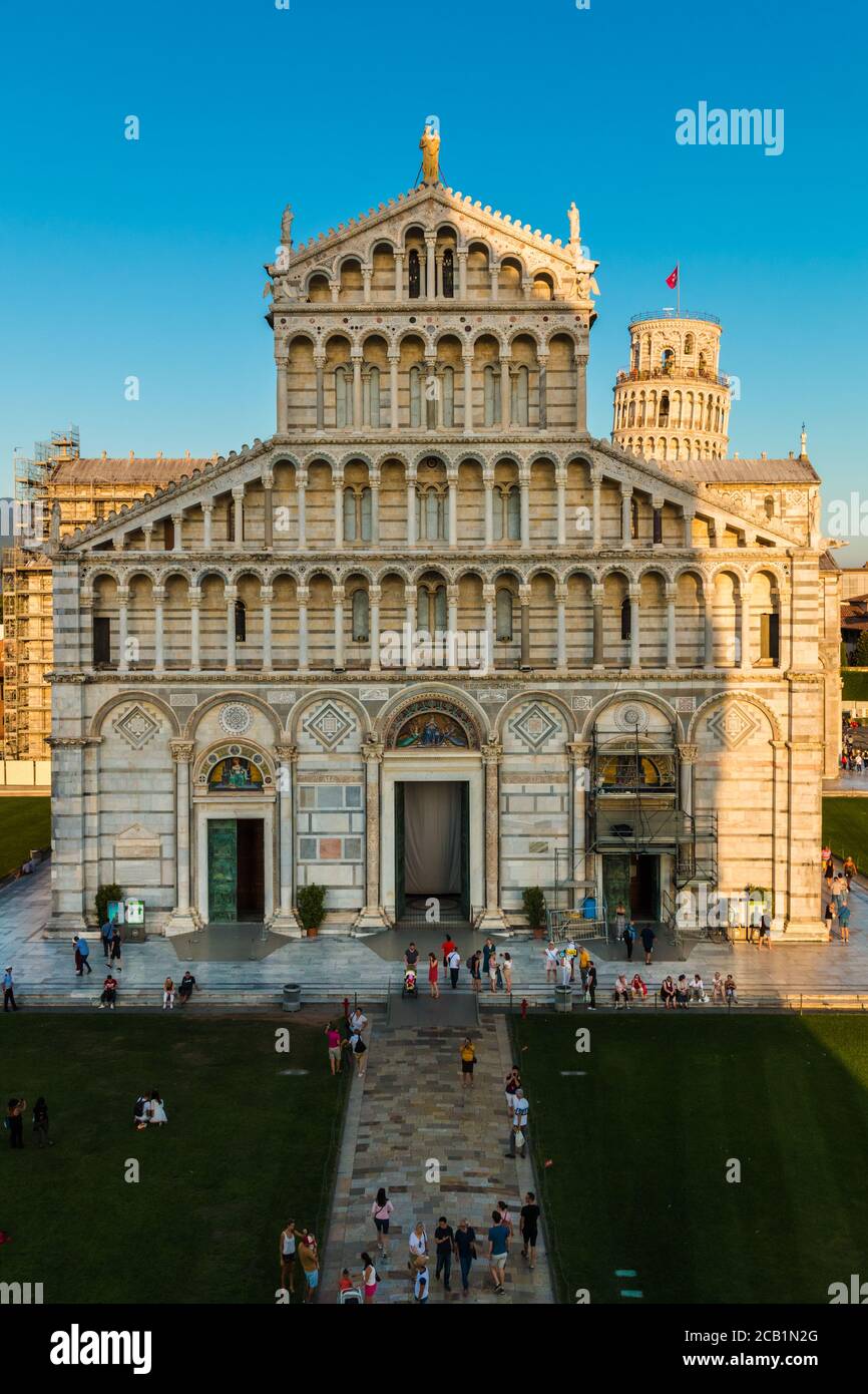 Nice portrait shot of the medieval Pisa Duomo façade with the famous ...