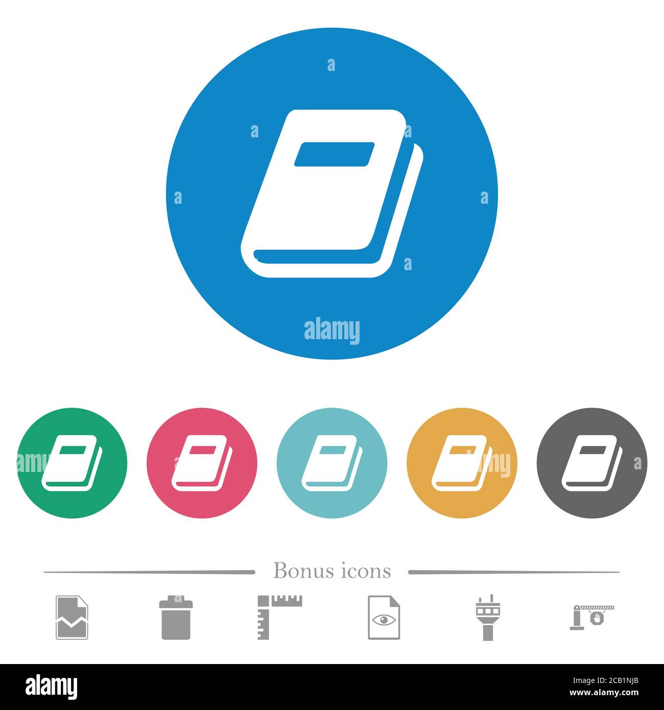 Personal diary flat white icons on round color backgrounds. 6 bonus ...