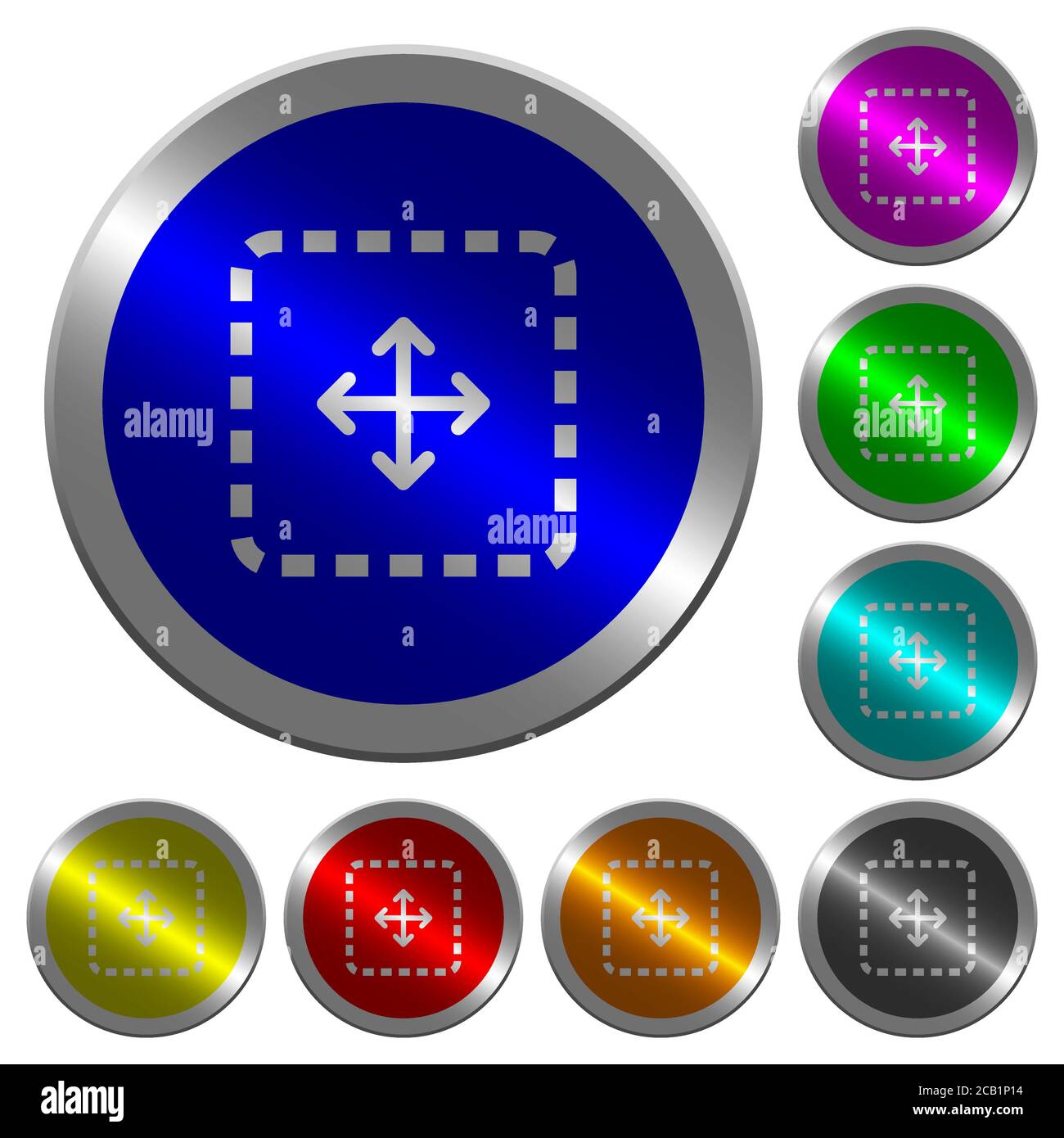 Drag object icons on round luminous coin-like color steel buttons Stock Vector Image & Art - Alamy