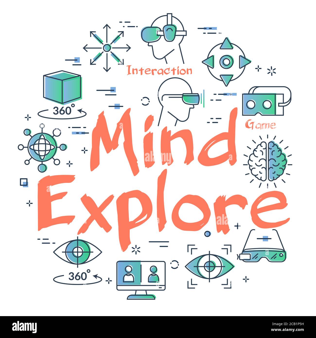 Vector virtual reality concept with Mind Explore text Stock Vector ...