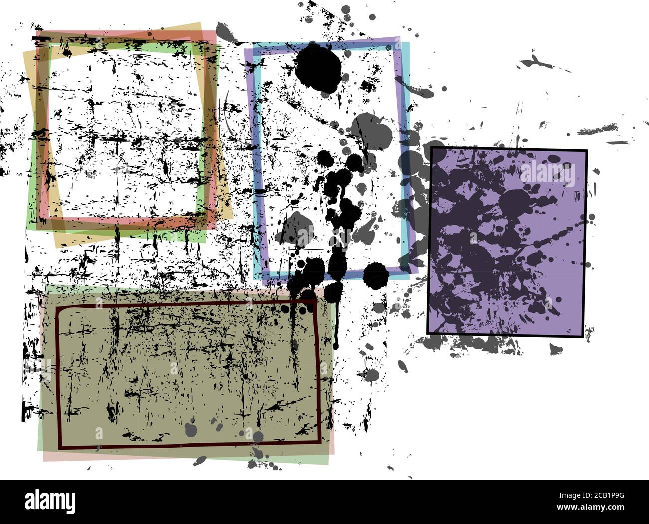 Grungy paint splatters textures and picure frames, vector format eps 10 ...