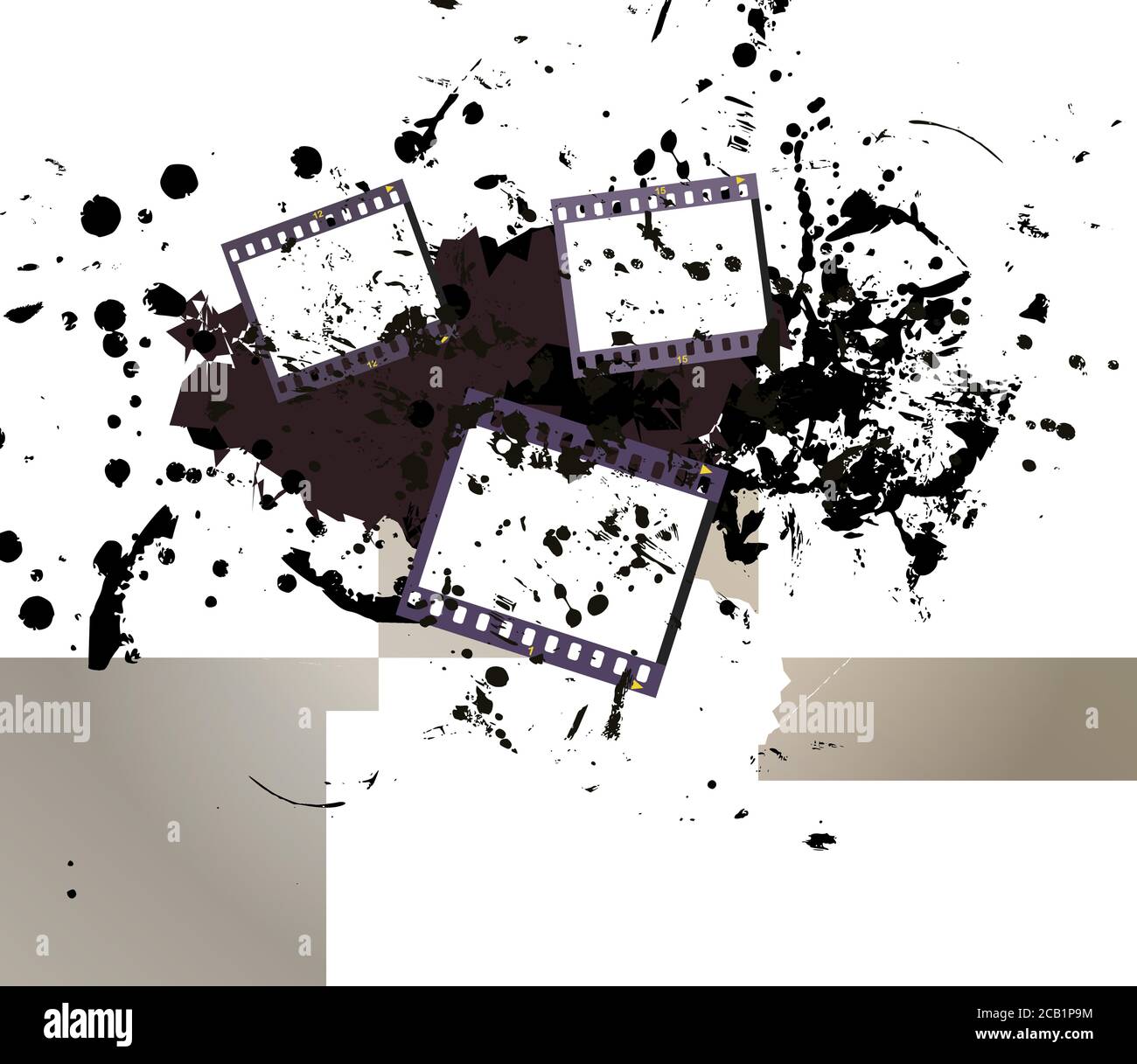 Empty frame of photographic analog film, camera film, grungy photo ...