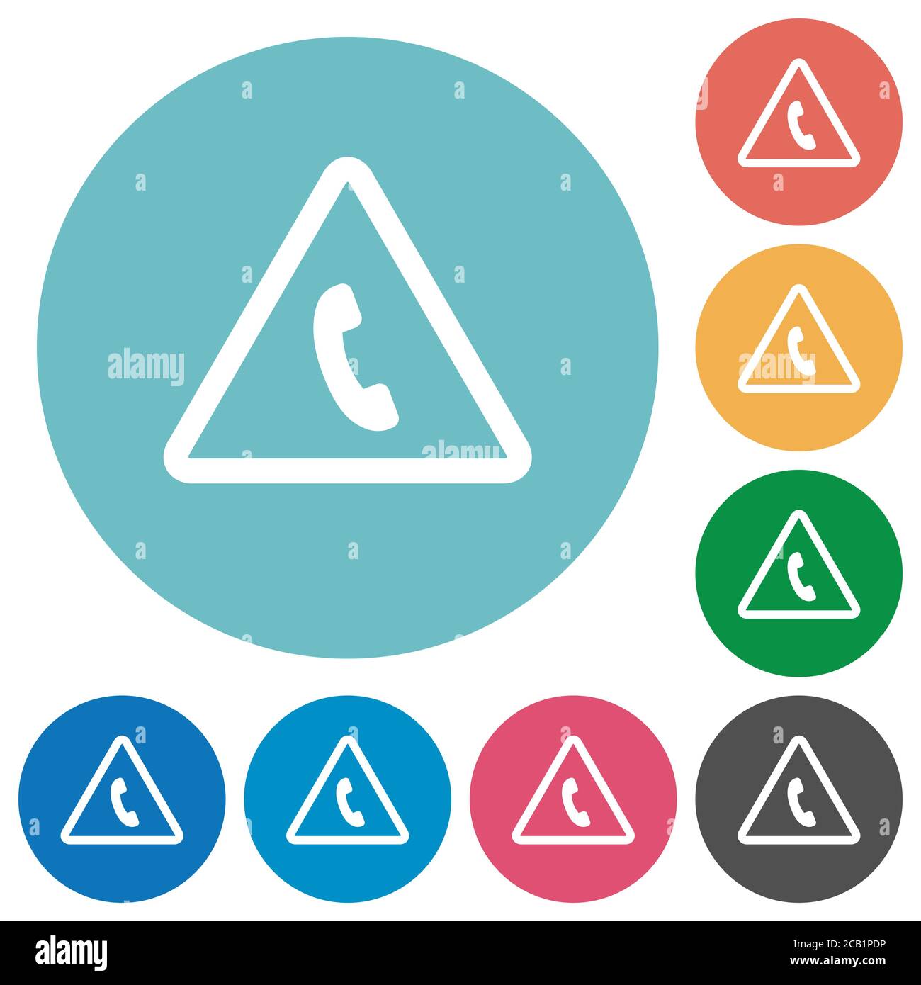 Emergency call flat white icons on round color backgrounds Stock Vector ...
