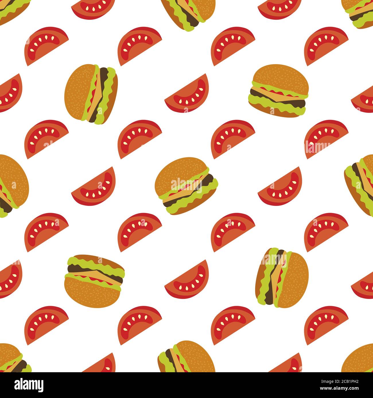 Vector seamless pattern Illustration burger. Street lunch American ...