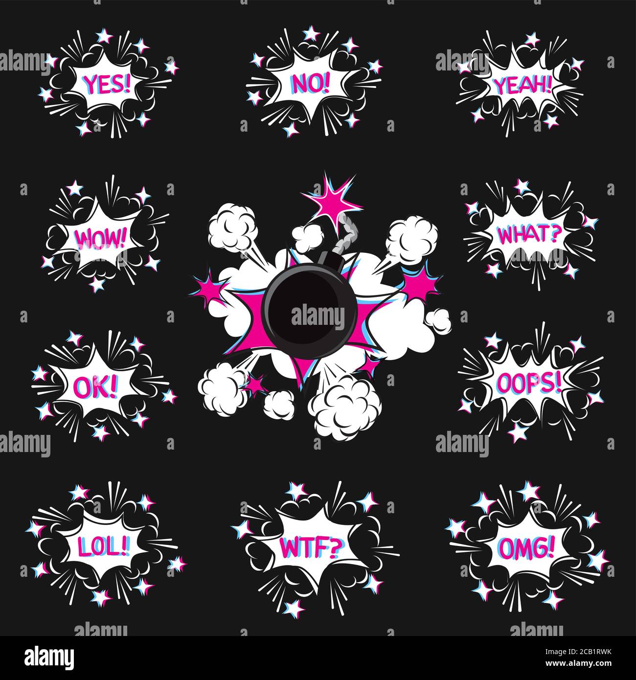 cartoon comic messages set Stock Vector Image & Art - Alamy