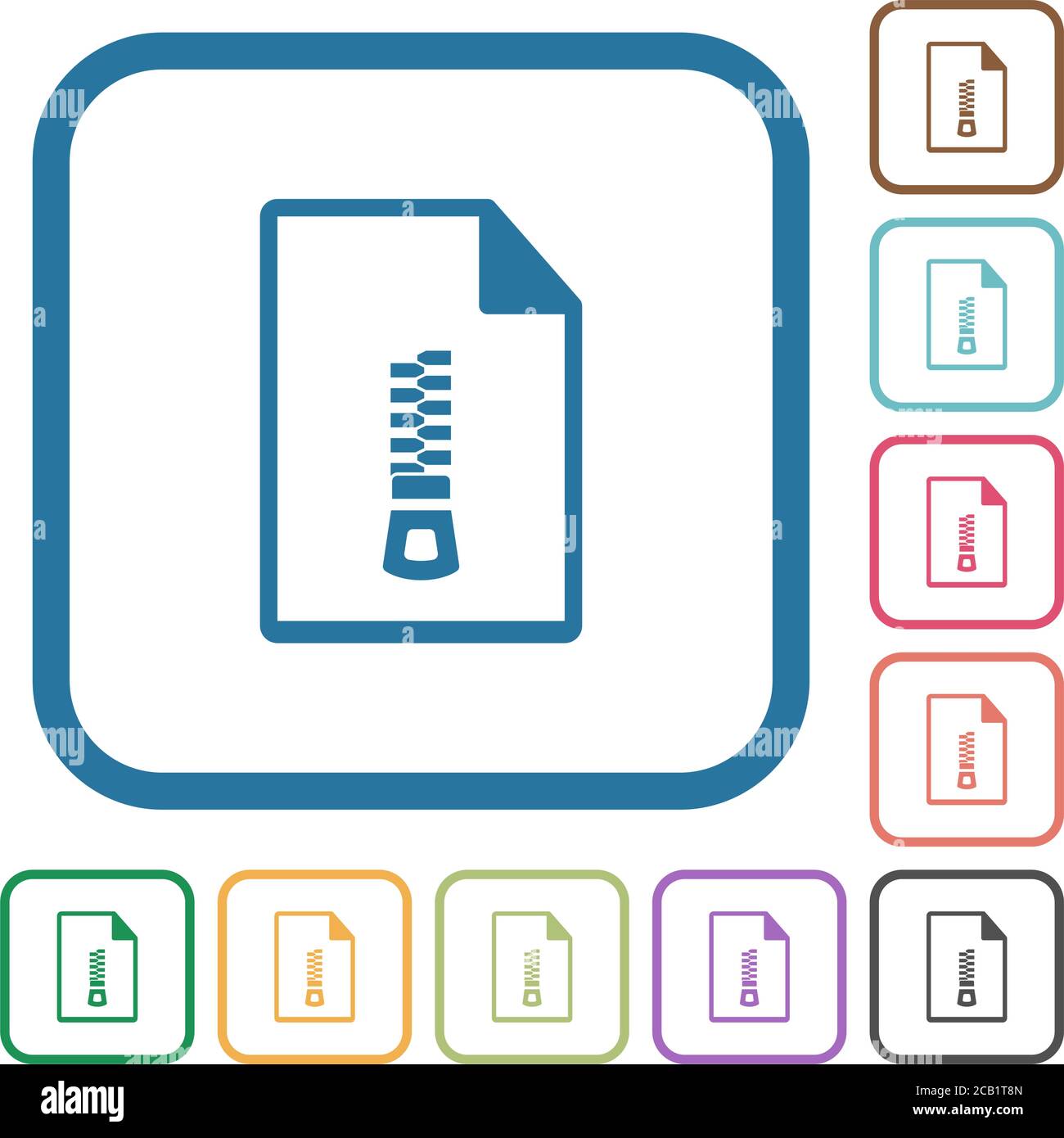 Compressed document simple icons in color rounded square frames on white background Stock Vector ...