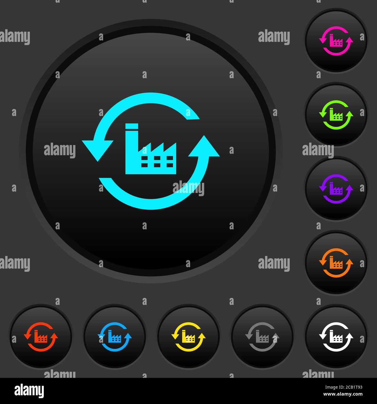 Reset to factory defaults dark push buttons with vivid color icons on ...