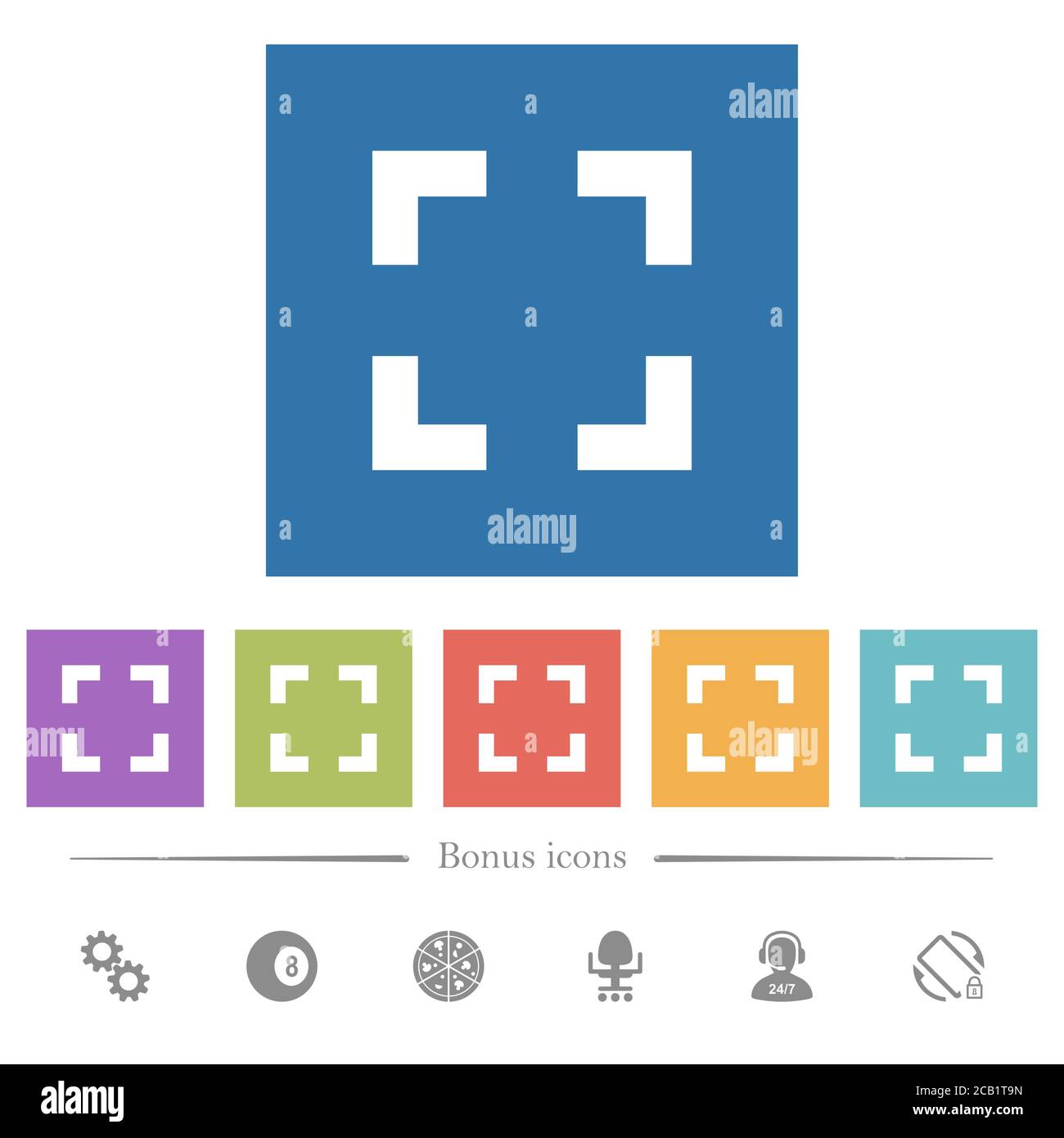 Selector tool flat white icons in square backgrounds. 6 bonus icons ...